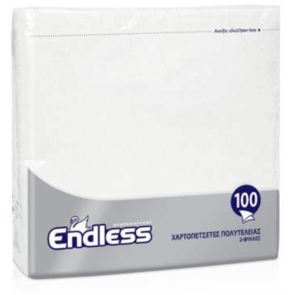 ENDLESS Χαρτοπετσέτα Πολυτελείας Λευκή 2Φ 38x38εκ